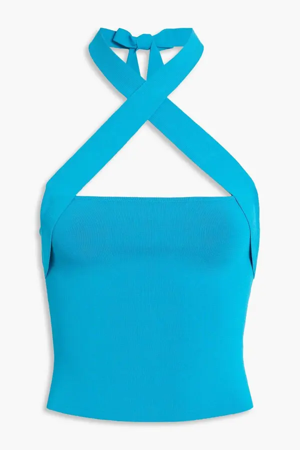 Alice + Olivia Alice Olivia Tamiko Convertible Stretchknit Halterneck Top - Turquoise
