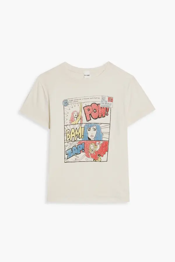 RE/DONE Printed Cottonjersey Tshirt - Off-white