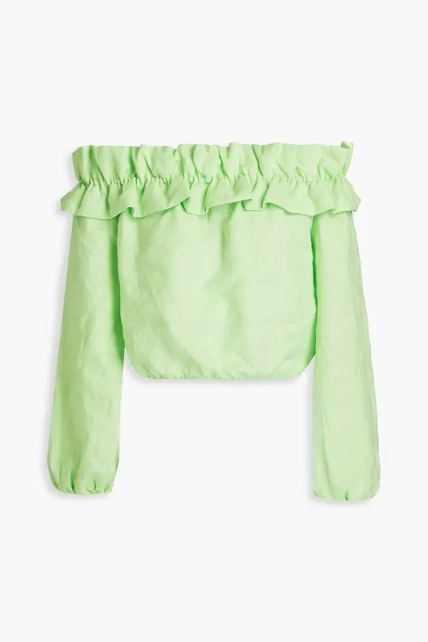 Cami Nyc Off-the-shoulder Linen-gauze Ruffled Cropped Top