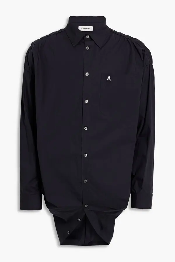 AMBUSH Embroidered Ruched Cottonpoplin Shirt - Midnight Blue
