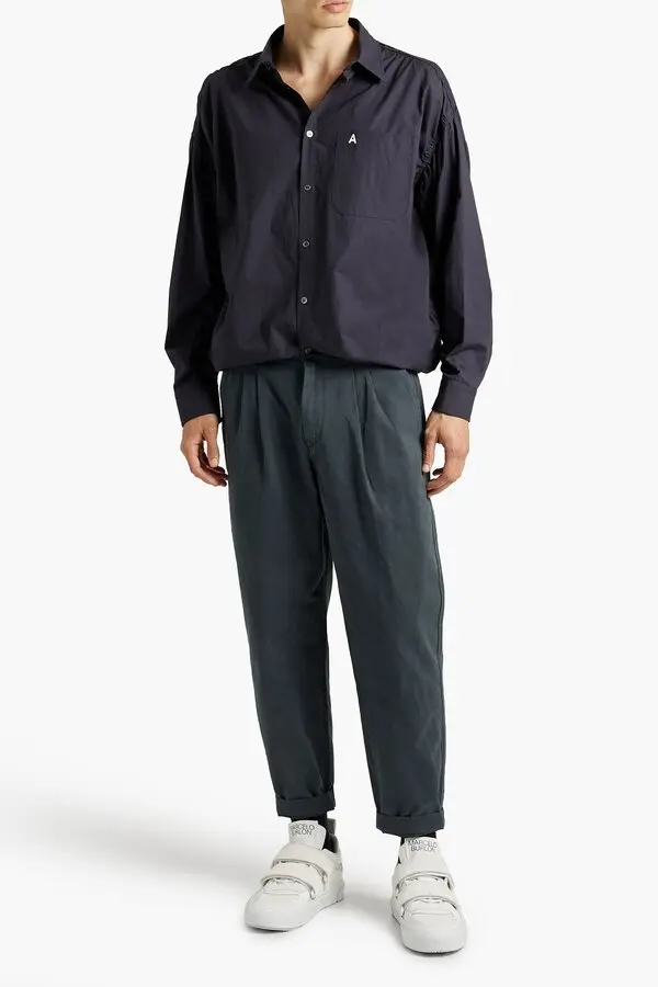 AMBUSH Embroidered Ruched Cottonpoplin Shirt