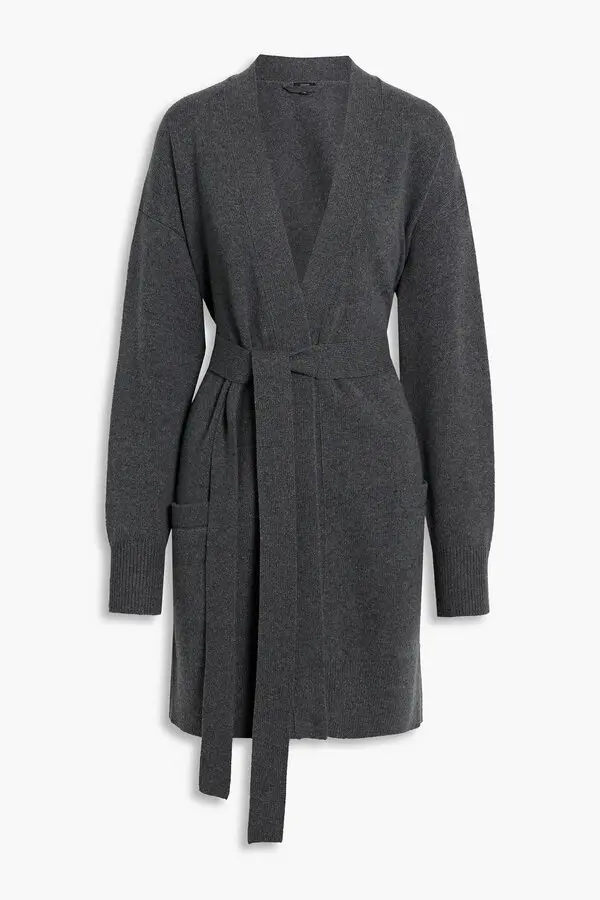 JOSEPH Belted Wool Cardigan - Dark Gray