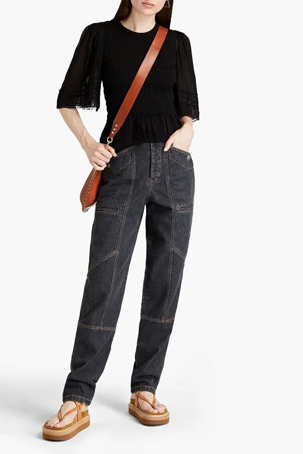 MARANT ETOILE Janette Crepon Peplum Top