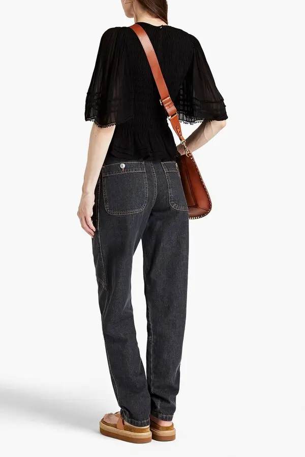 MARANT ETOILE Janette Crepon Peplum Top