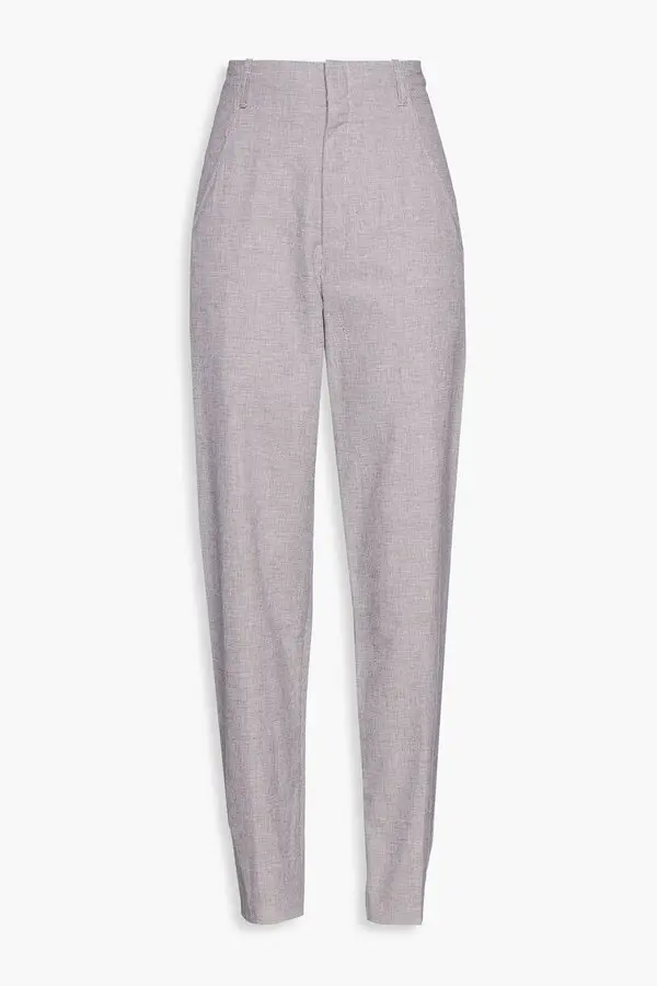MARANT ETOILE Houndstooth Cotton And Linen-blend Tapered Pants - Lilac