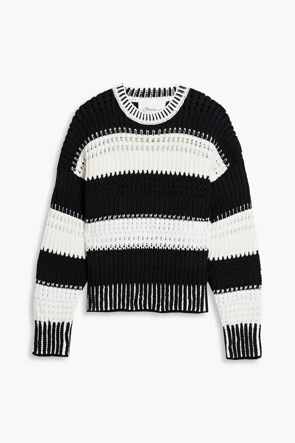 3.1 Phillip Lim Striped Jacquardknit Sweater - Black