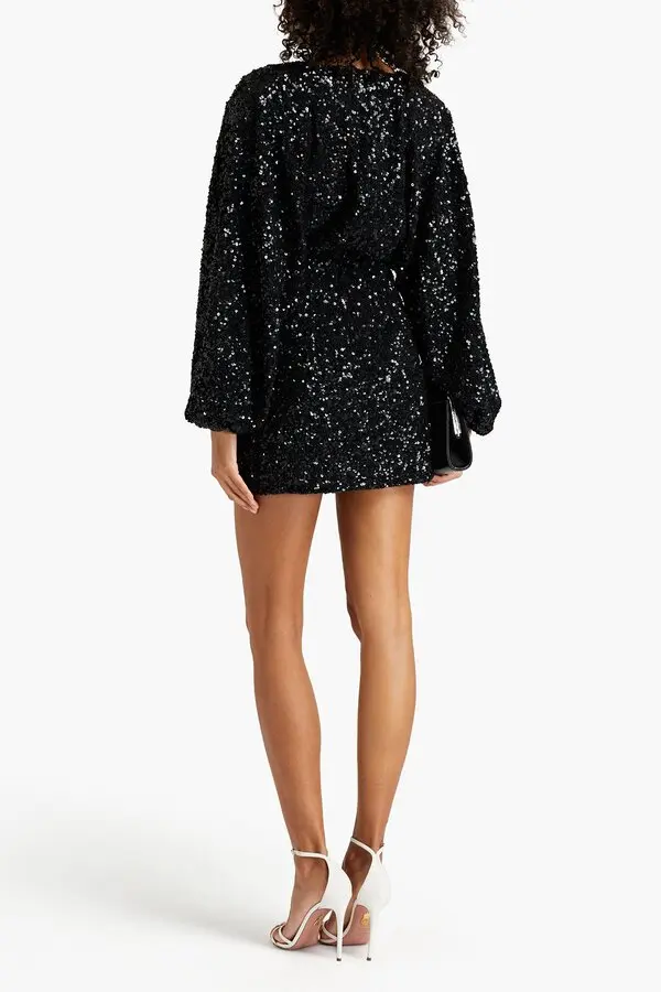 Retrofete Gathered Crepe Mini Dress