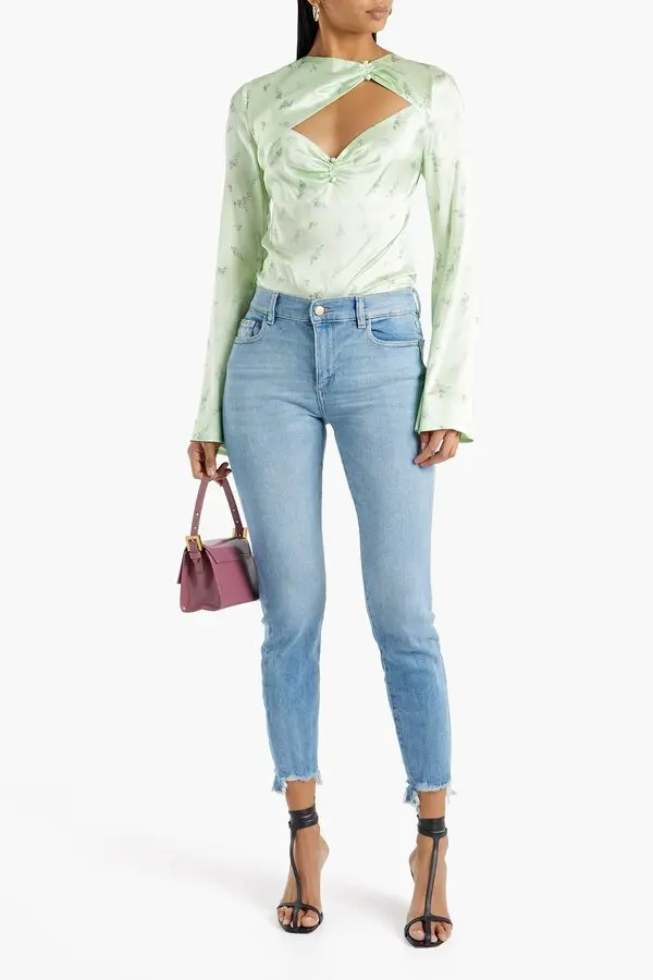 DL1961 Florence Cropped Mid-rise Skinny Jeans - Light Denim