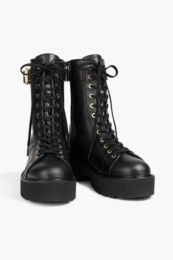 STUART WEITZMAN Ryder Ultralift Leather Platform Combat Boots