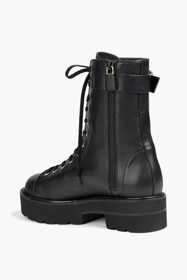 STUART WEITZMAN Ryder Ultralift Leather Platform Combat Boots