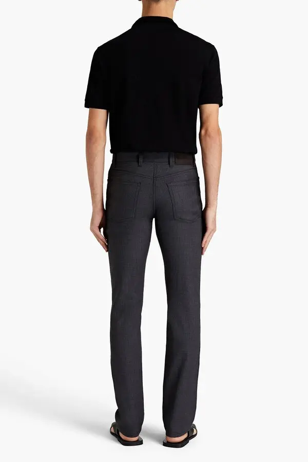 Zegna Slim-fit Wool-blend Trousers - Dark Gray