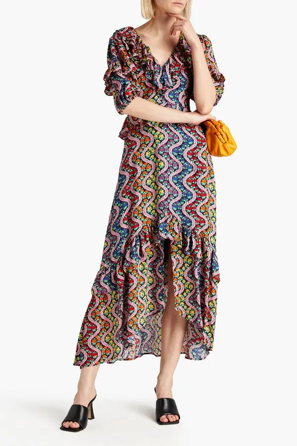 Rhode Adele Ruffled Printed Dress - Multicolor