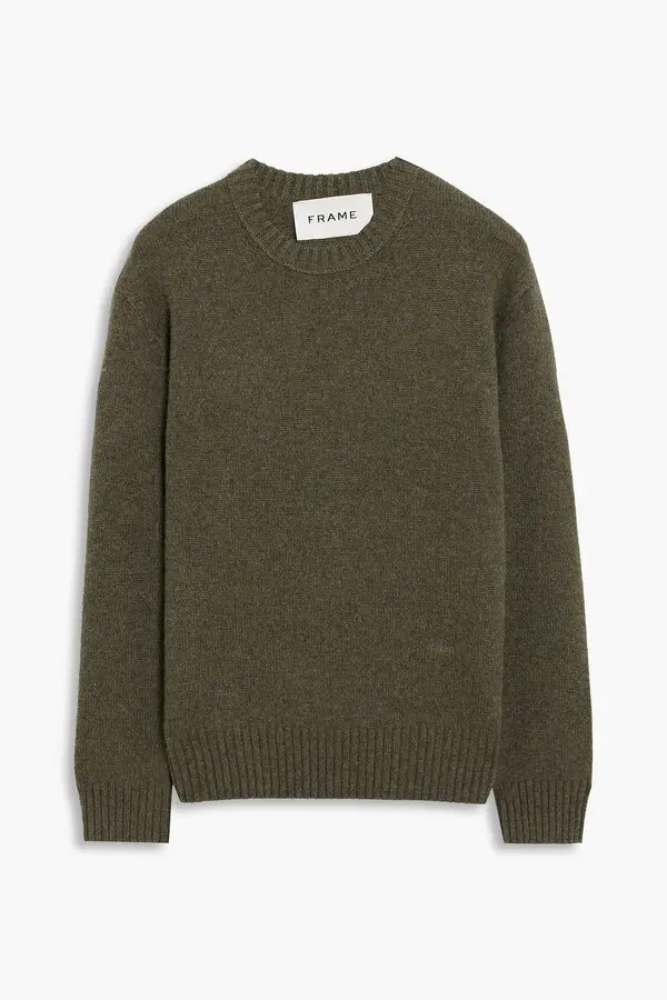 FRAME Mélange Cashmere Sweater - Army Green