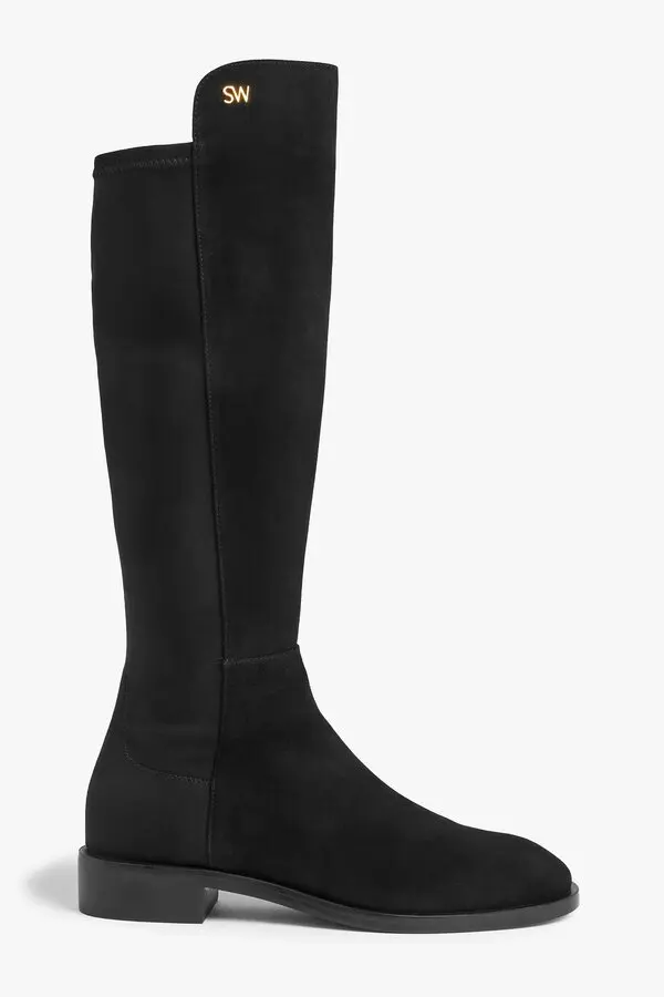 STUART WEITZMAN Keelan City Microstretch And Suede Knee Boots - Black