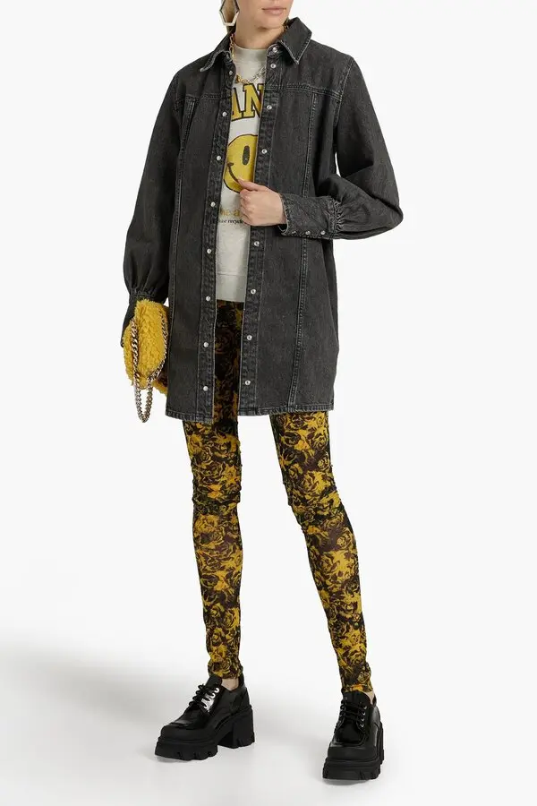 GANNI Floralprint Recycled Mesh Leggings
