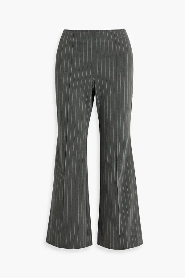 GANNI Pinstriped Twill Flared Pants - Anthracite