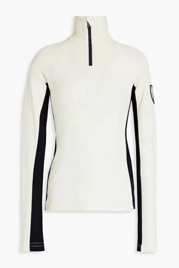 WE NORWEGIANS Voss Striped Merino Woolblend Piqué Base Layer - Ivory