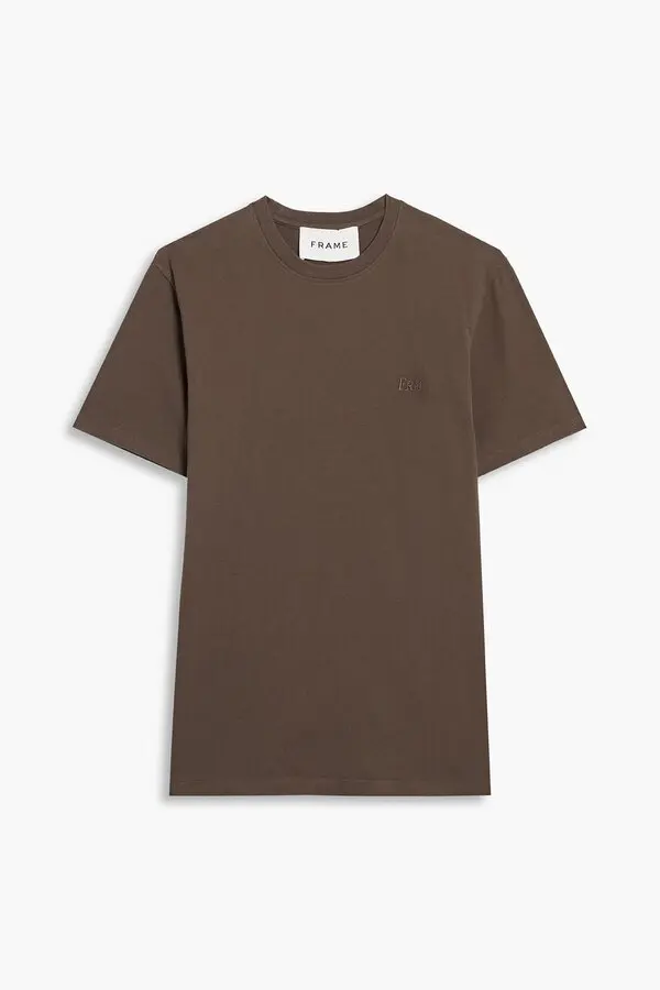 FRAME Embroidered Cottonjersey Tshirt - Anthracite