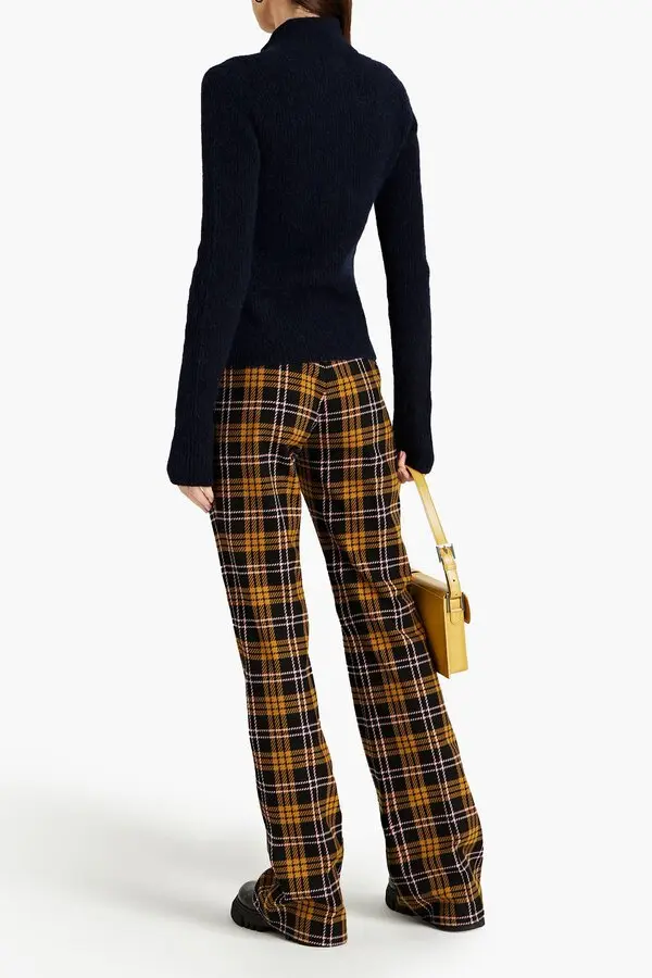 GANNI Brushed Ribbedknit Zipup Sweater