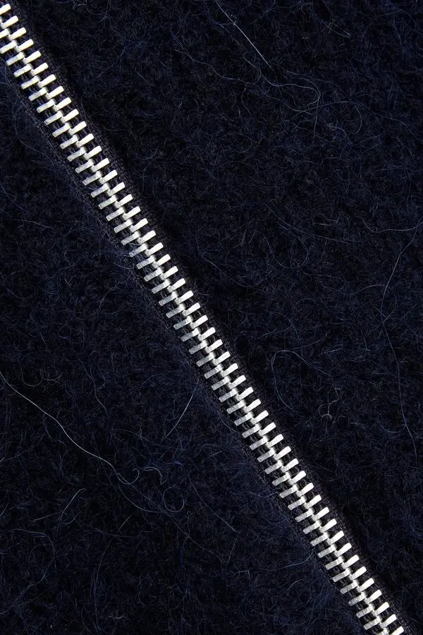 GANNI Brushed Ribbedknit Zipup Sweater
