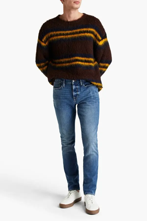 FRAME Skinny Fit Faded Denim Jeans - Mid Denim