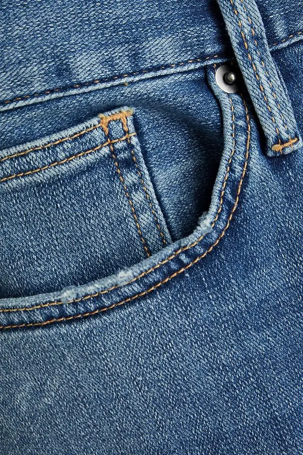 FRAME Skinny Fit Faded Denim Jeans - Mid Denim