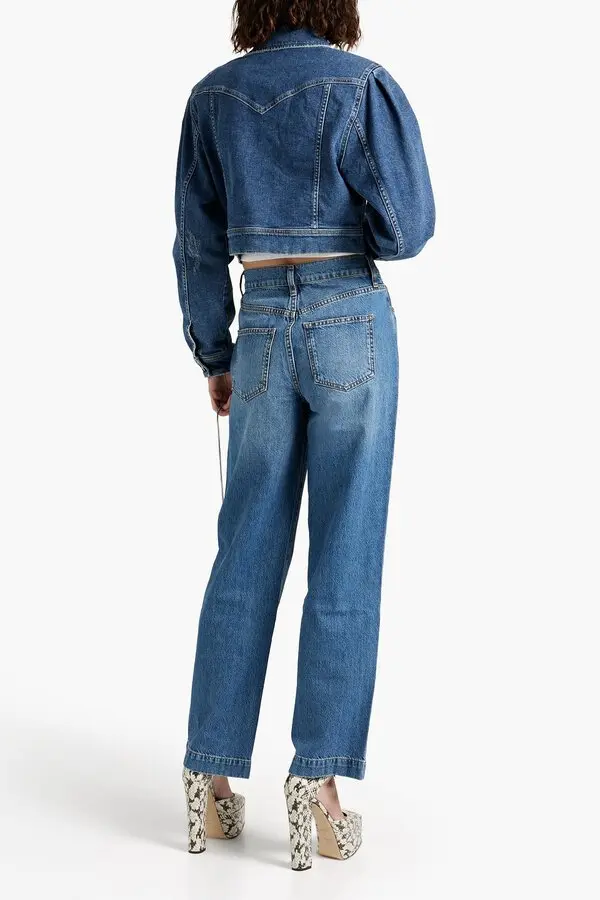 Retrofete Daria Cropped Distressed Denim Jacket