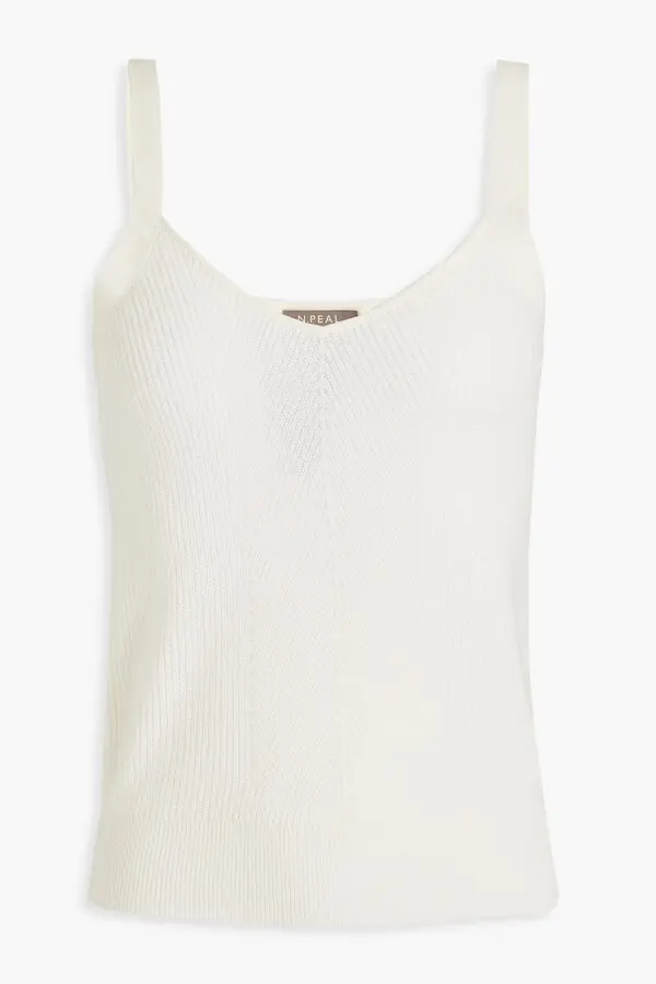 N.peal Ribbed Cashmere Tank - Ivory