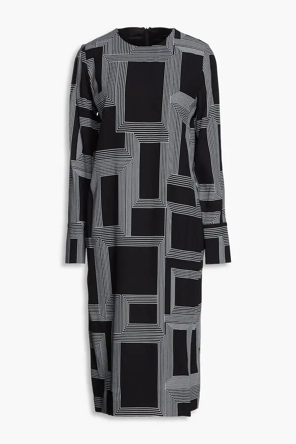 JOSEPH Darlan Printed Crepe Midi Dress - Black
