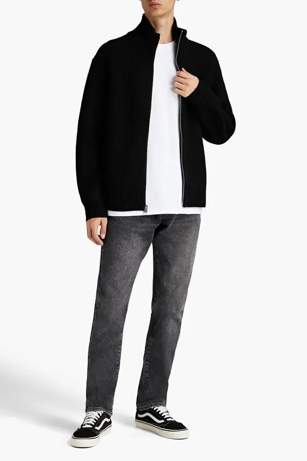 FRAME Wool Zipup Sweater - Black