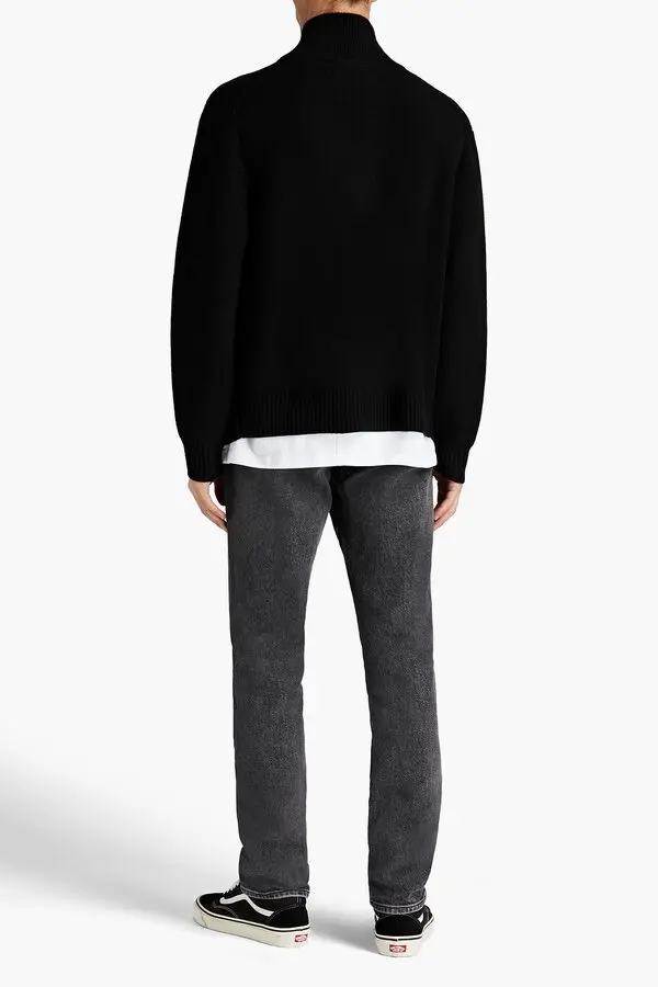 FRAME Wool Zipup Sweater - Black