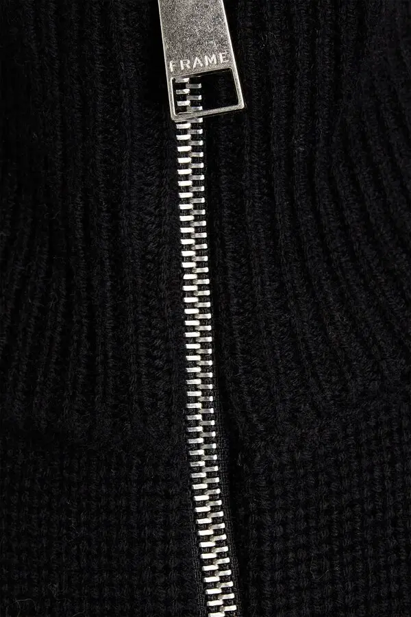 FRAME Wool Zipup Sweater - Black