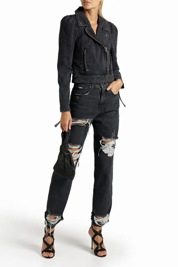 Retrofete Maggie Distressed High-rise Straight-leg Jeans