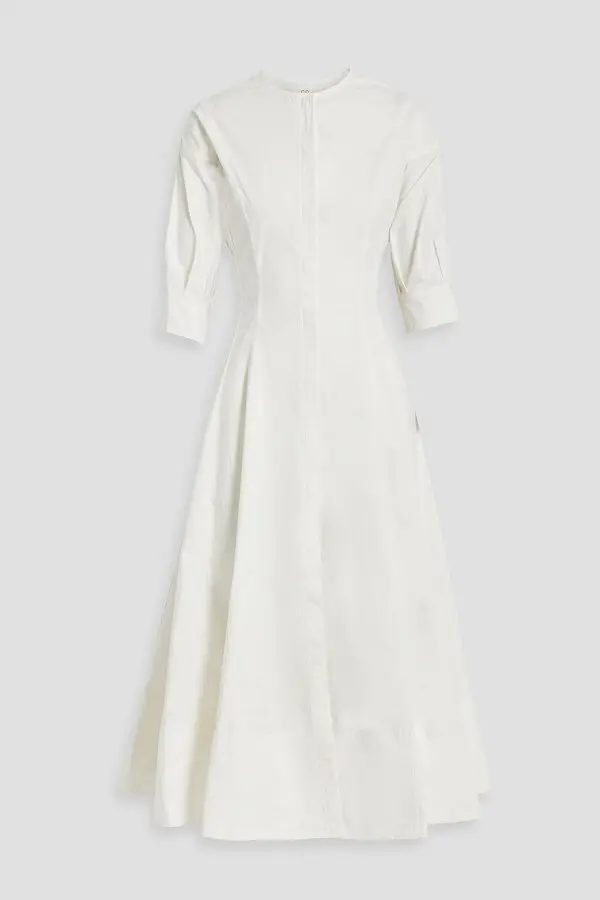 Co Cotton-poplin Midi Shirt Dress With Gathered Sleeves - White