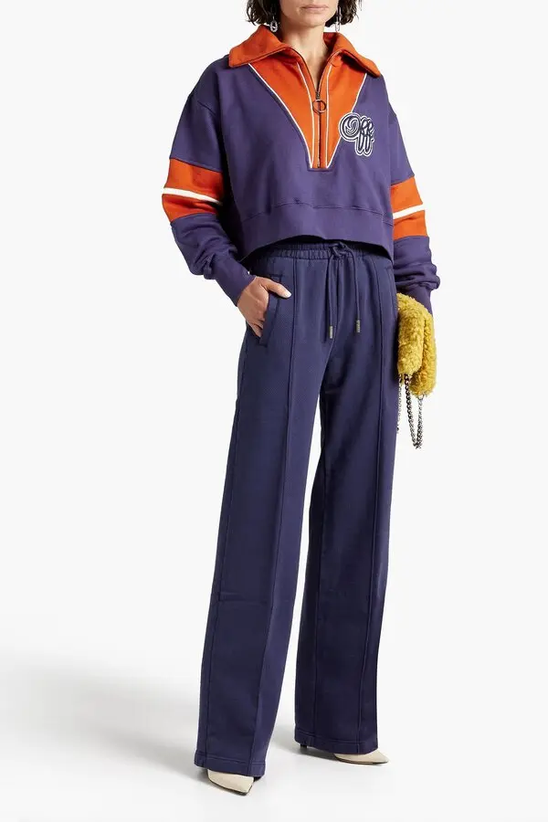 Off-White Embroidered Twotone French Cottonterry Sweatshirt