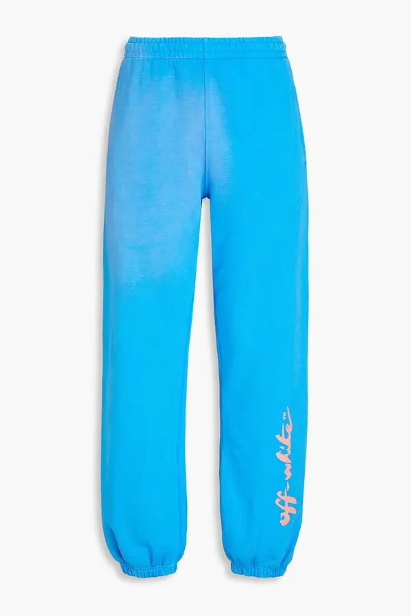 Off-White Bleached Printed French Cottonterry Track Pants - Azure