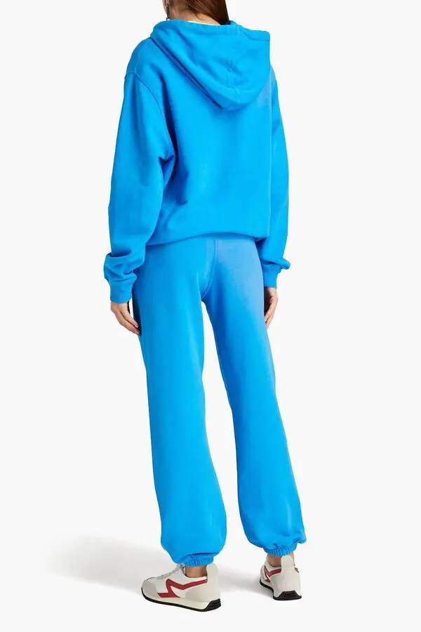 Off-White Bleached Printed French Cotton-terry Track Pants - Azure