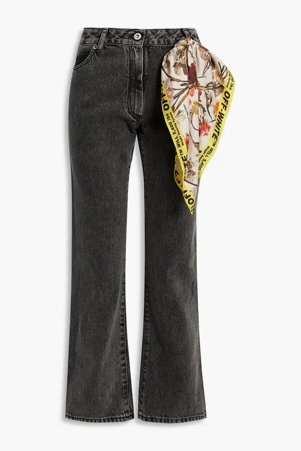 Off-White Midrise Bootcut Jeans - Dark Gray