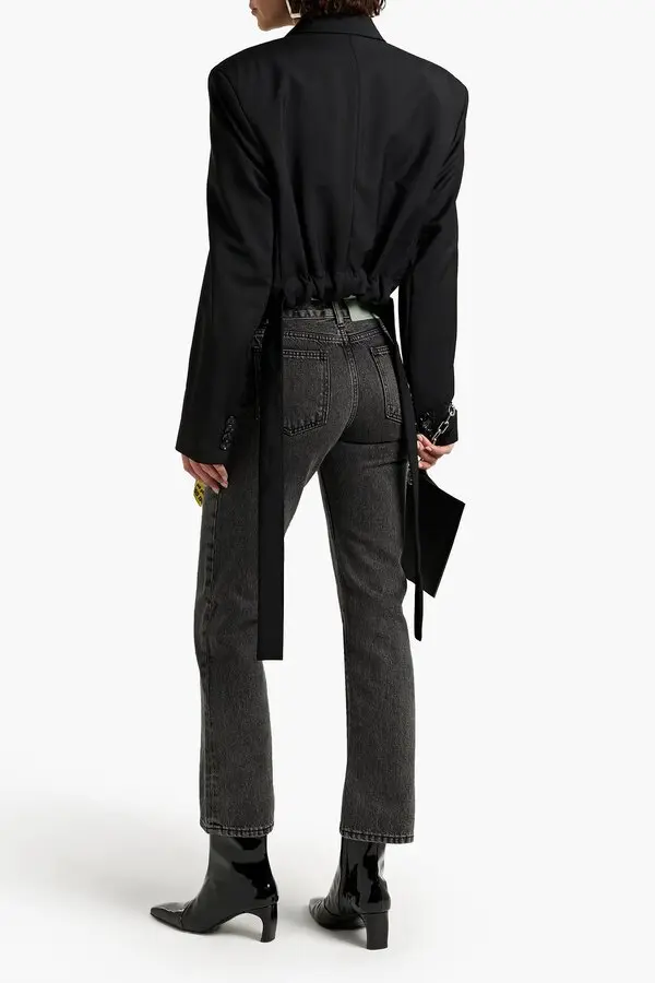 Off-White Midrise Bootcut Jeans - Dark Gray