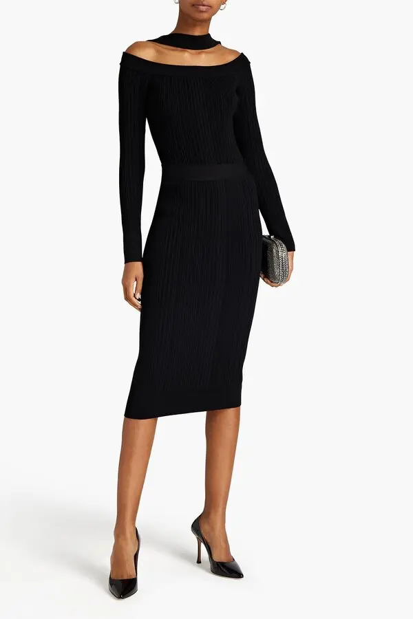 Herve Leger Cutout Ribbed Bandage Bodysuit
