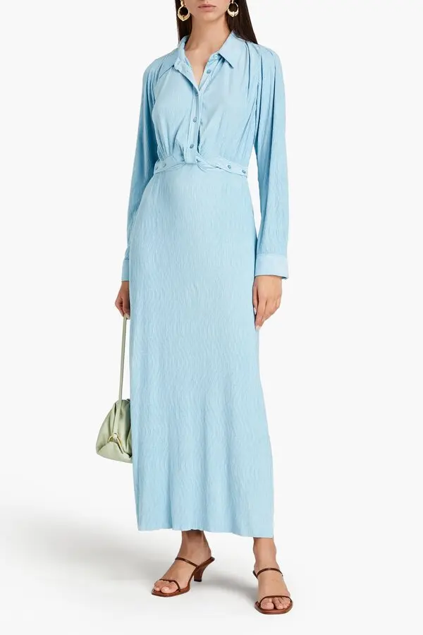 Simkhai Kelli Twisted Pliss Maxi Dress In Sky Blue - 75% Off | Editorialist