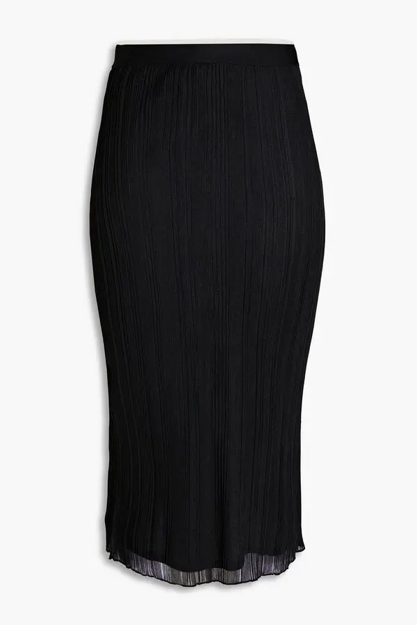 Herve Leger Ribbed Knit Midi Skirt - Black