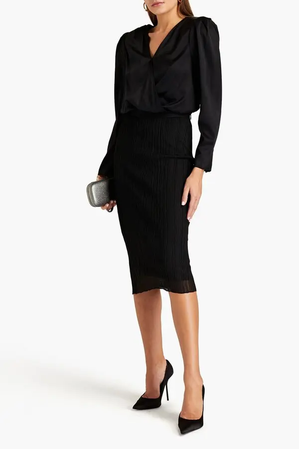 Herve Leger Ribbed Knit Midi Skirt