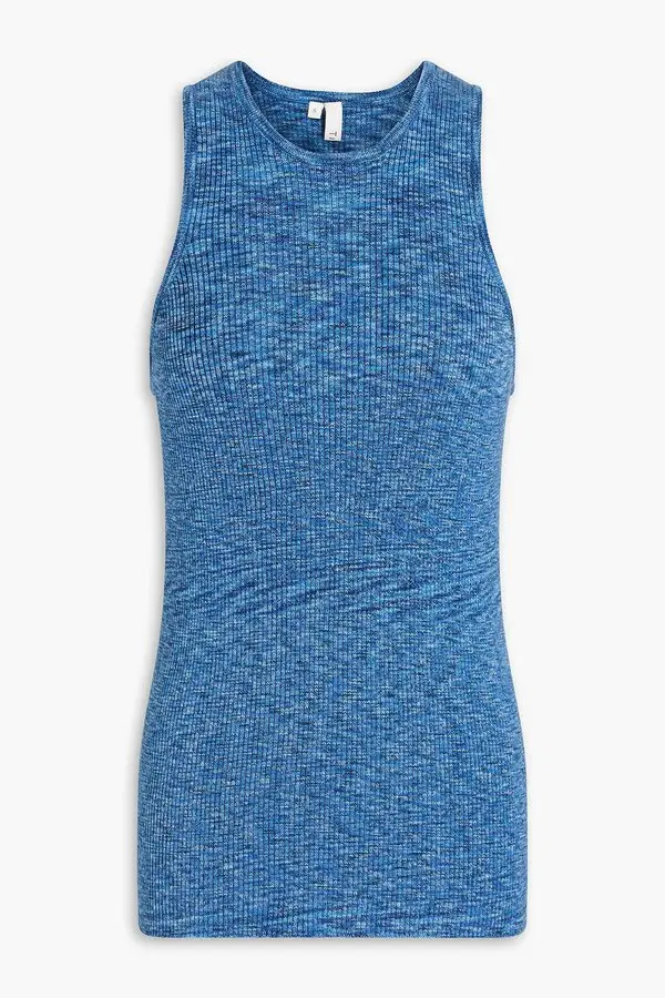 Tibi Ribbed Marled Cotton Tank - Light Blue