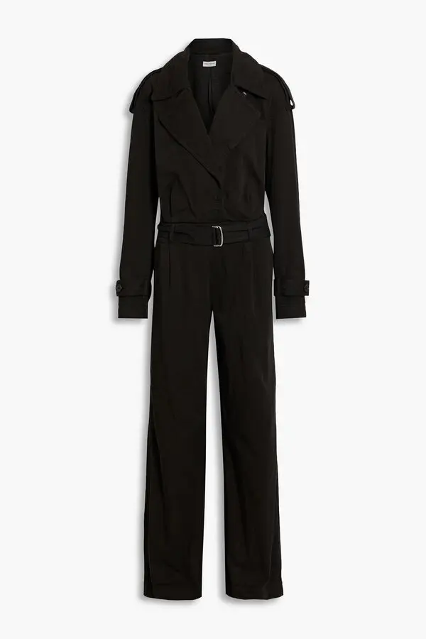 Dries Van Noten Belted Cotton-gabardine Jumpsuit - Black