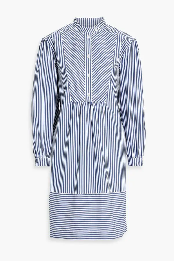 Alexa Chung Chaucer Striped Cotton-poplin Mini Shirt Dress - Navy