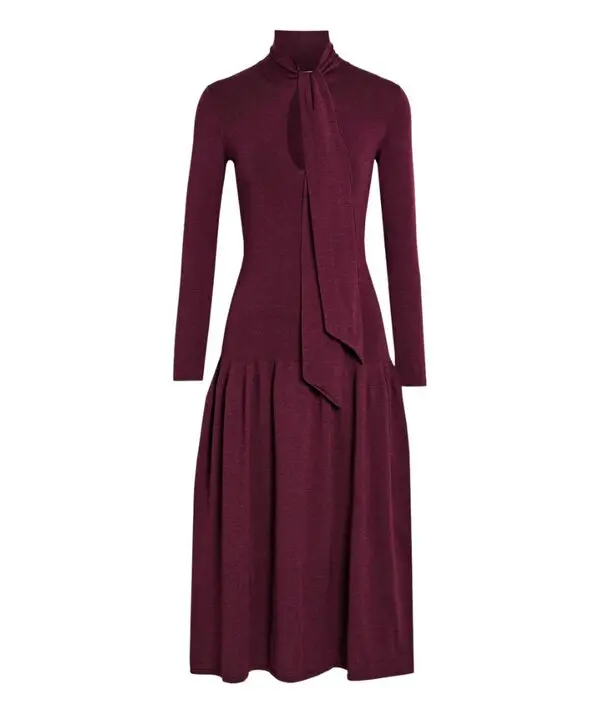 FERRAGAMO Gathered Wool-blend Midi Dress