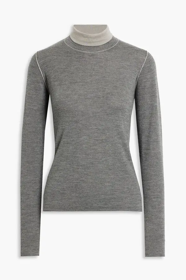 FERRAGAMO Mélange Cashmere Turtleneck Sweater - Gray