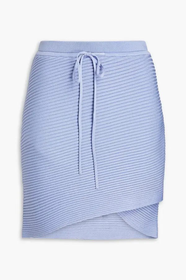 Simkhai Sydney Wrapeffect Ribbedknit Mini Skirt - Light Blue