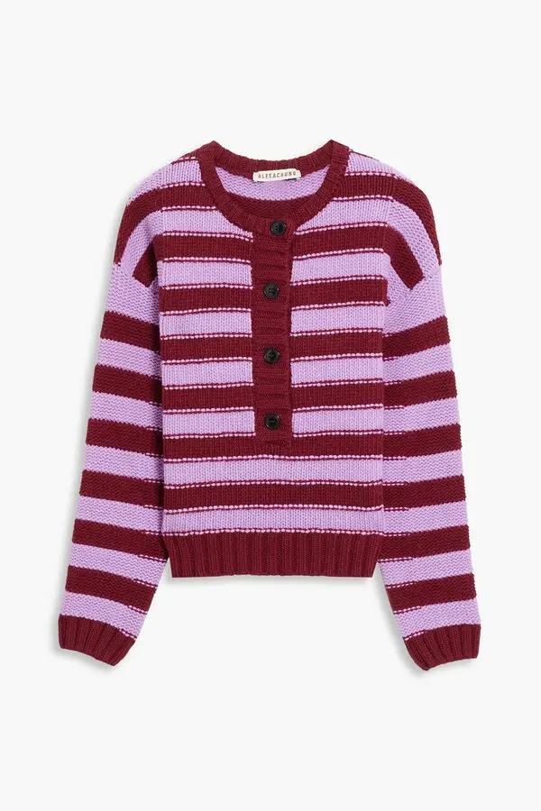 Alexa Chung Craft Striped Wool Sweater - Lilac